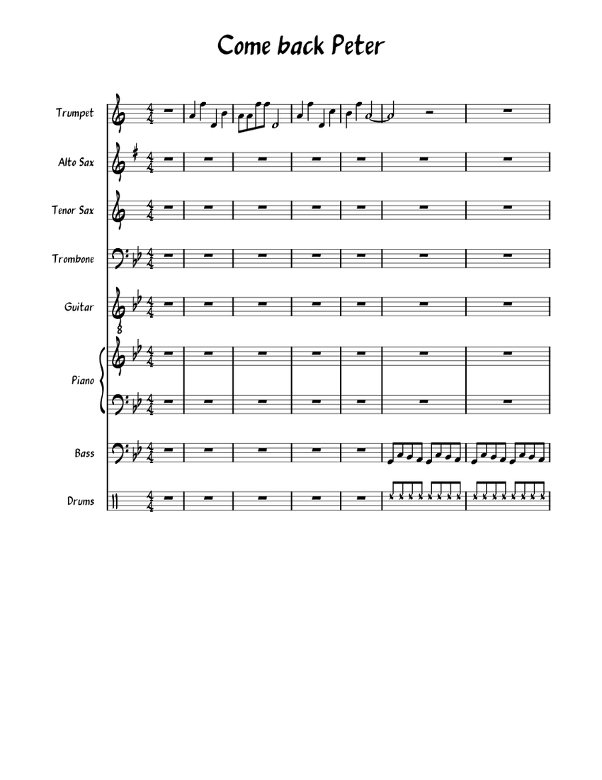 Come_back_Peter Sheet music for Piano, Trombone, Saxophone alto ...