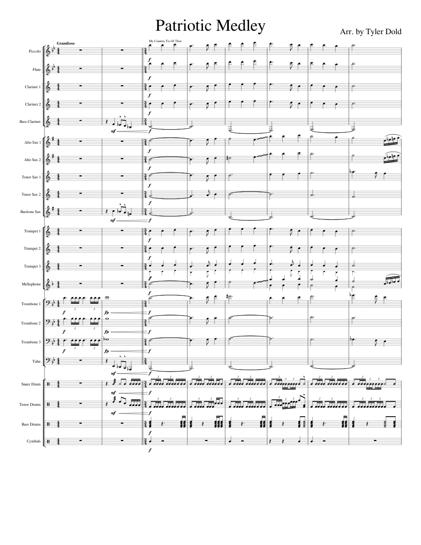 Patriotic Medley Sheet music for Trombone, Tuba, Flute piccolo, Flute ...