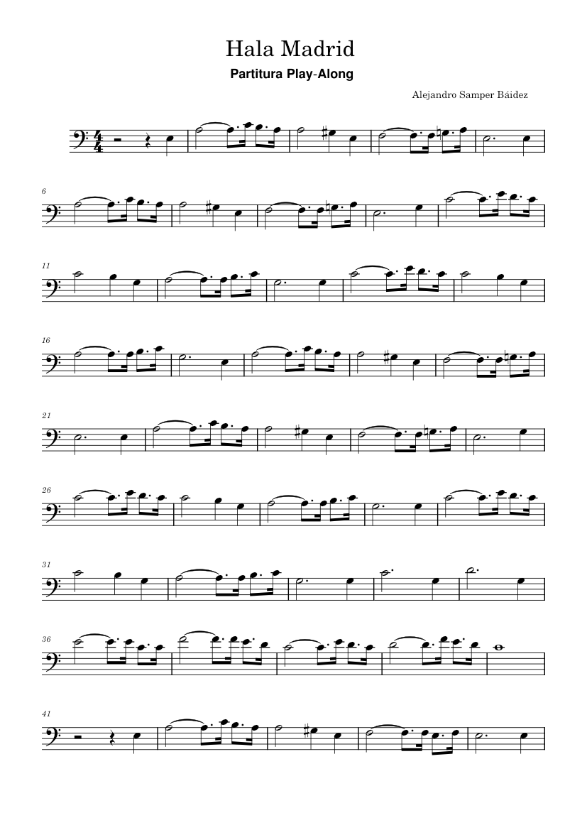 Hala Madrid...y nada más Hala Madrid Sheet Music for Cello (Solo ...