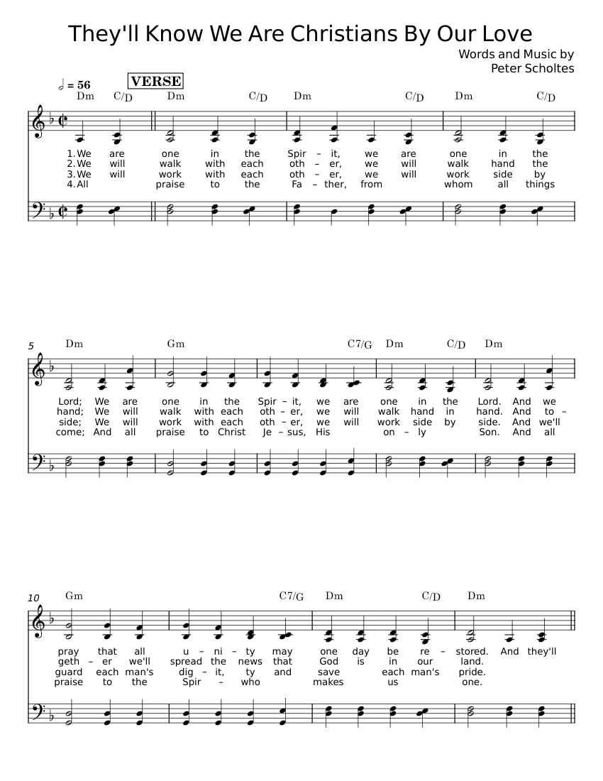 They'll Know We Are Christians By Our Love - Peter Scholtes Sheet Music ...