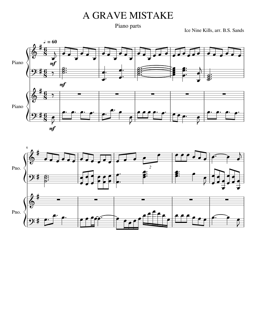 A GRAVE MISTAKE Sheet music for Piano (Percussion Duet) | Musescore.com