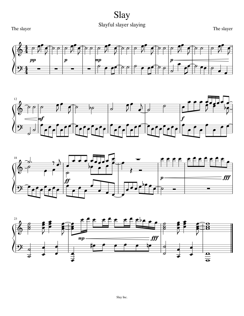 Slay Sheet music for Piano (Solo) Easy | Musescore.com