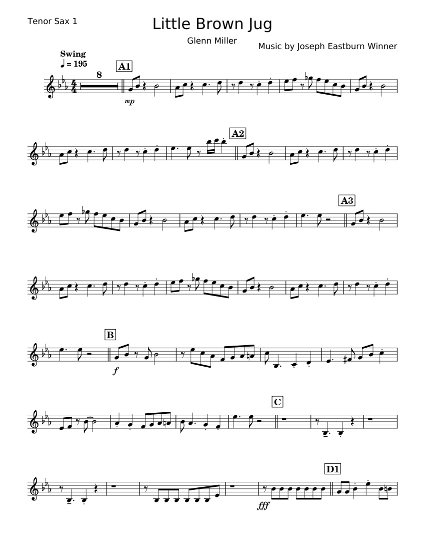 Little Brown Jug - Joseph Eastburn Winner Sheet music for Saxophone ...