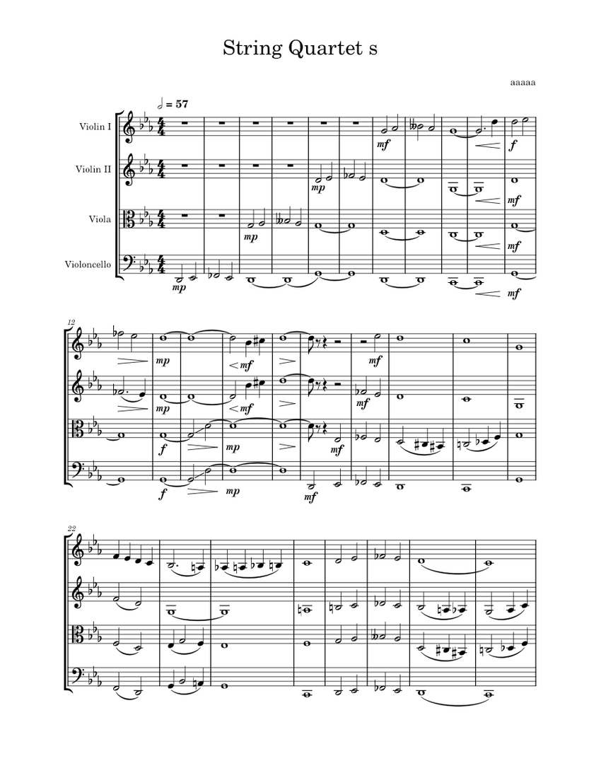 String Quartet s Sheet music for Violin, Viola, Cello (String Quartet ...