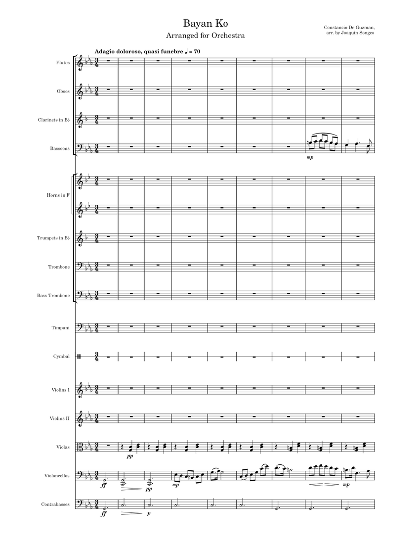 Bayan Ko – Constancio de Guzman arr. for Orchestra Sheet music for ...