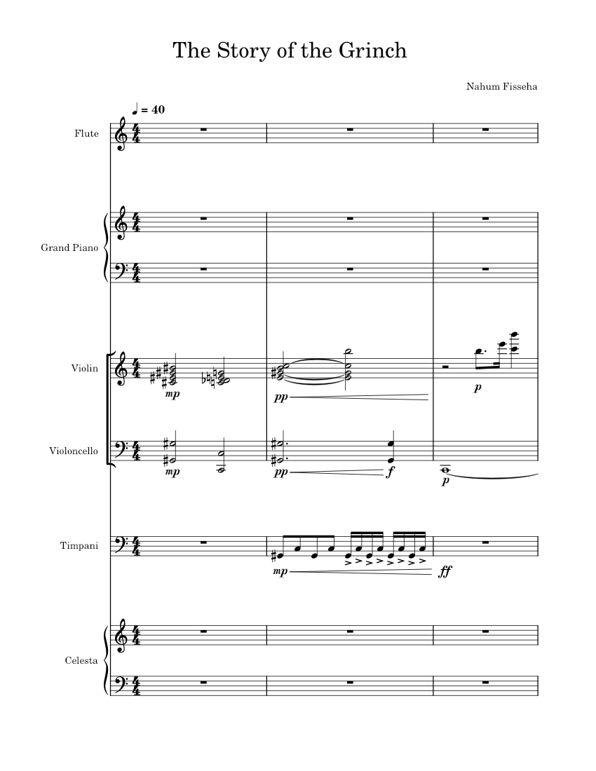 The Story of the Grinch Sheet music for Piano, Celesta, Flute, Timpani ...