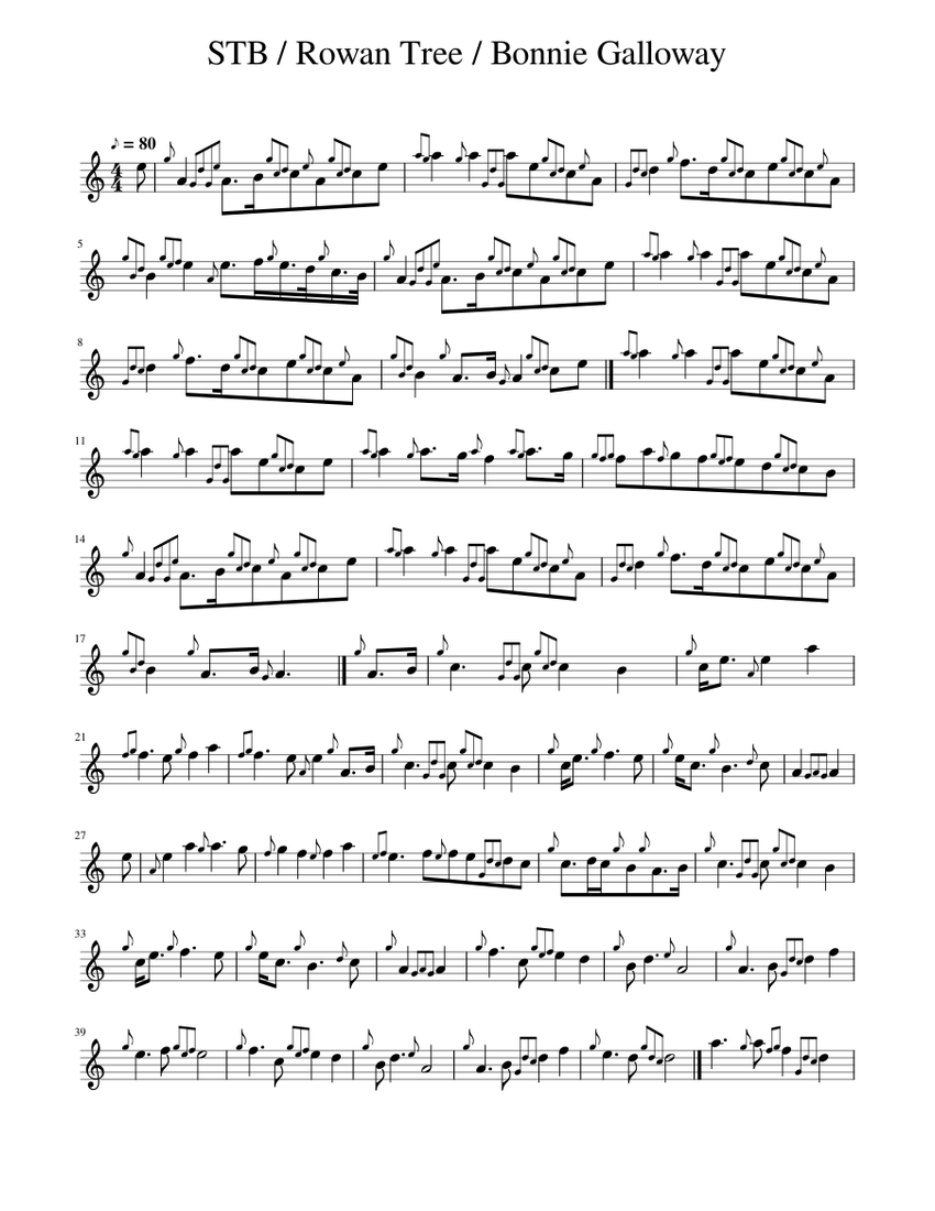 STB / Rowan Tree / Bonnie Galloway Sheet music for Piano (Solo ...