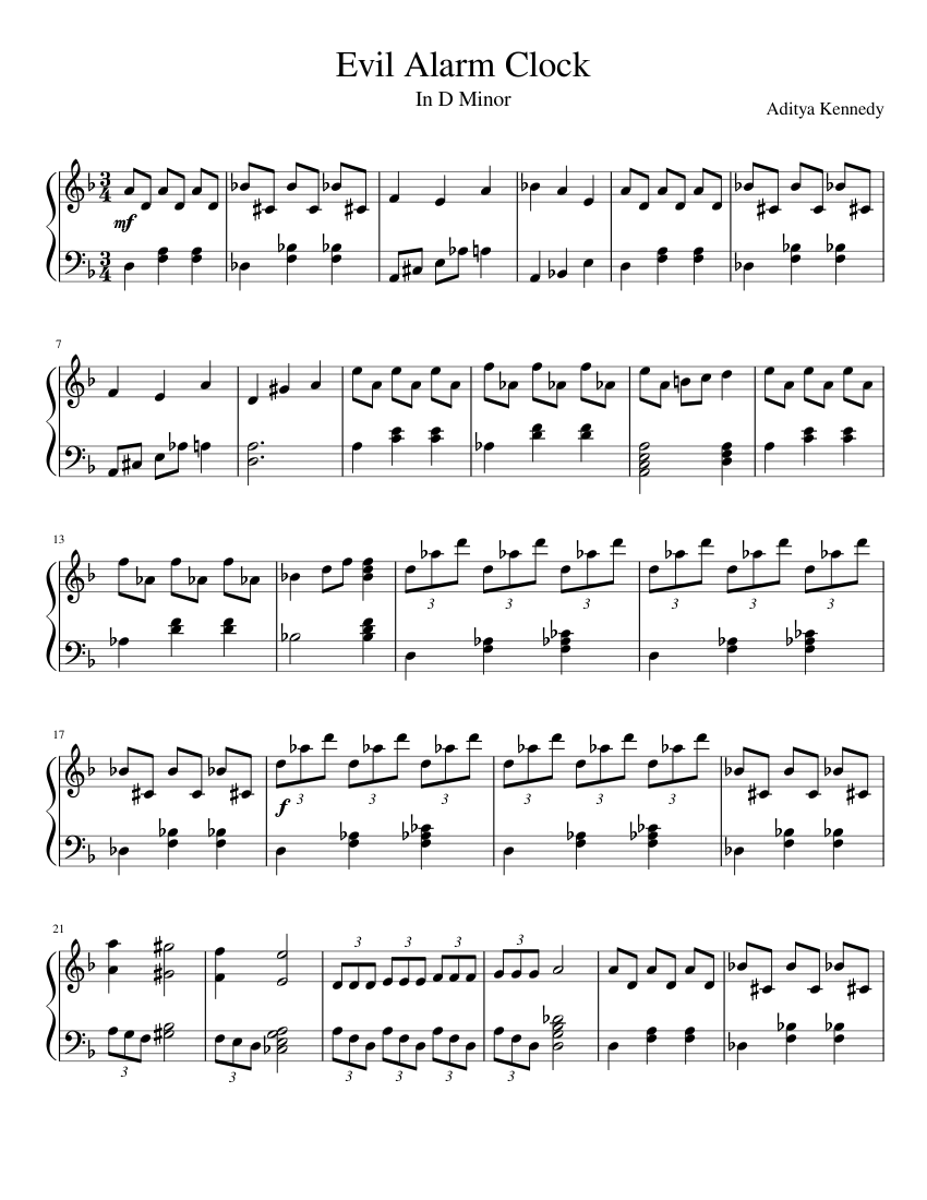 Evil Alarm Clock Sheet music for Piano (Solo) Easy | Musescore.com