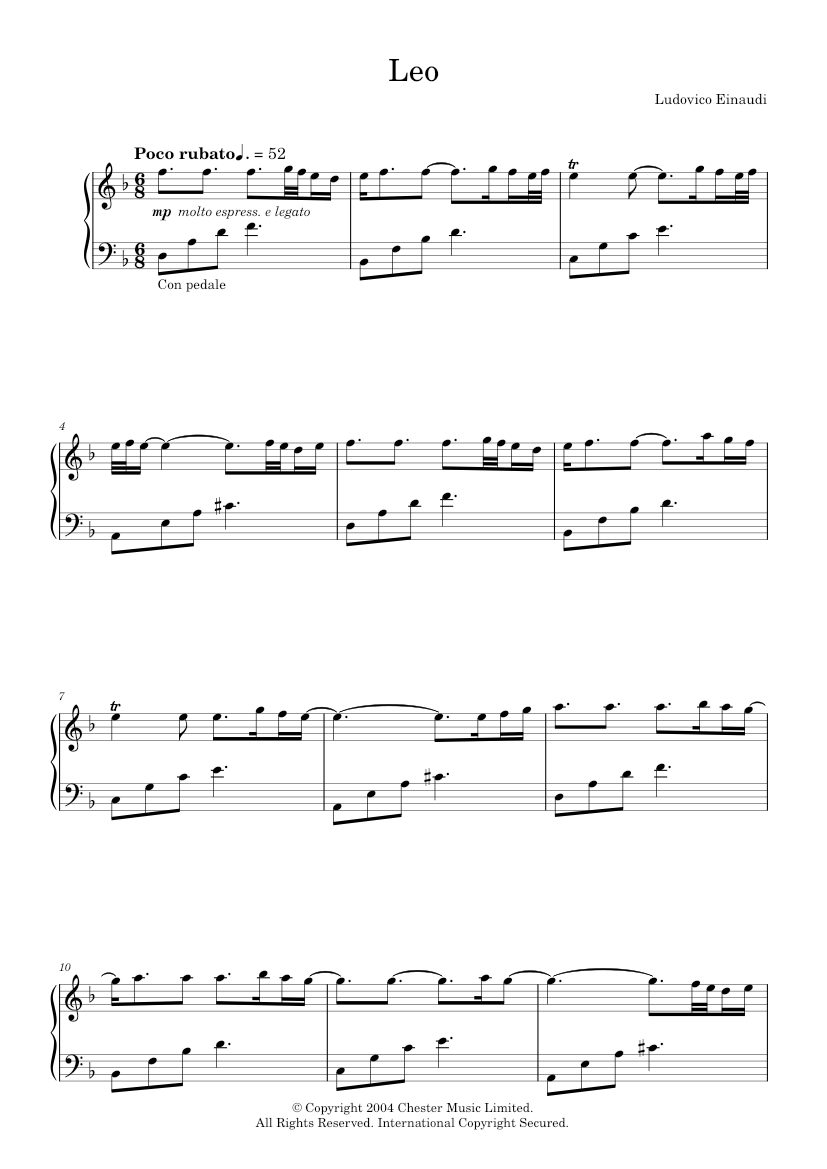 Leo Sheet music for Piano by Ludovico Einaudi Official | MuseScore.com