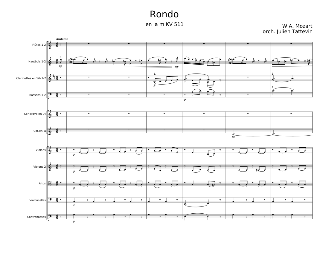 Rondo in A minor, K.511 - Wolfgang Amadeus Mozart Sheet music for Flute ...