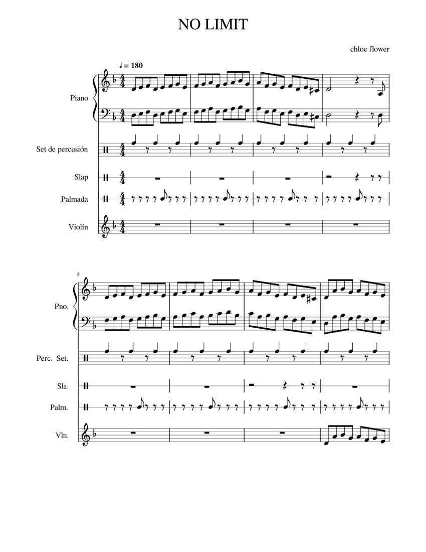 NO_LIMIT Sheet music for Piano, Violin, Drum group, Hand clap & more ...