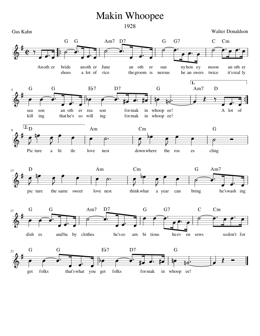 Makin Whoopee Sheet music for Piano (Solo) Easy | Musescore.com
