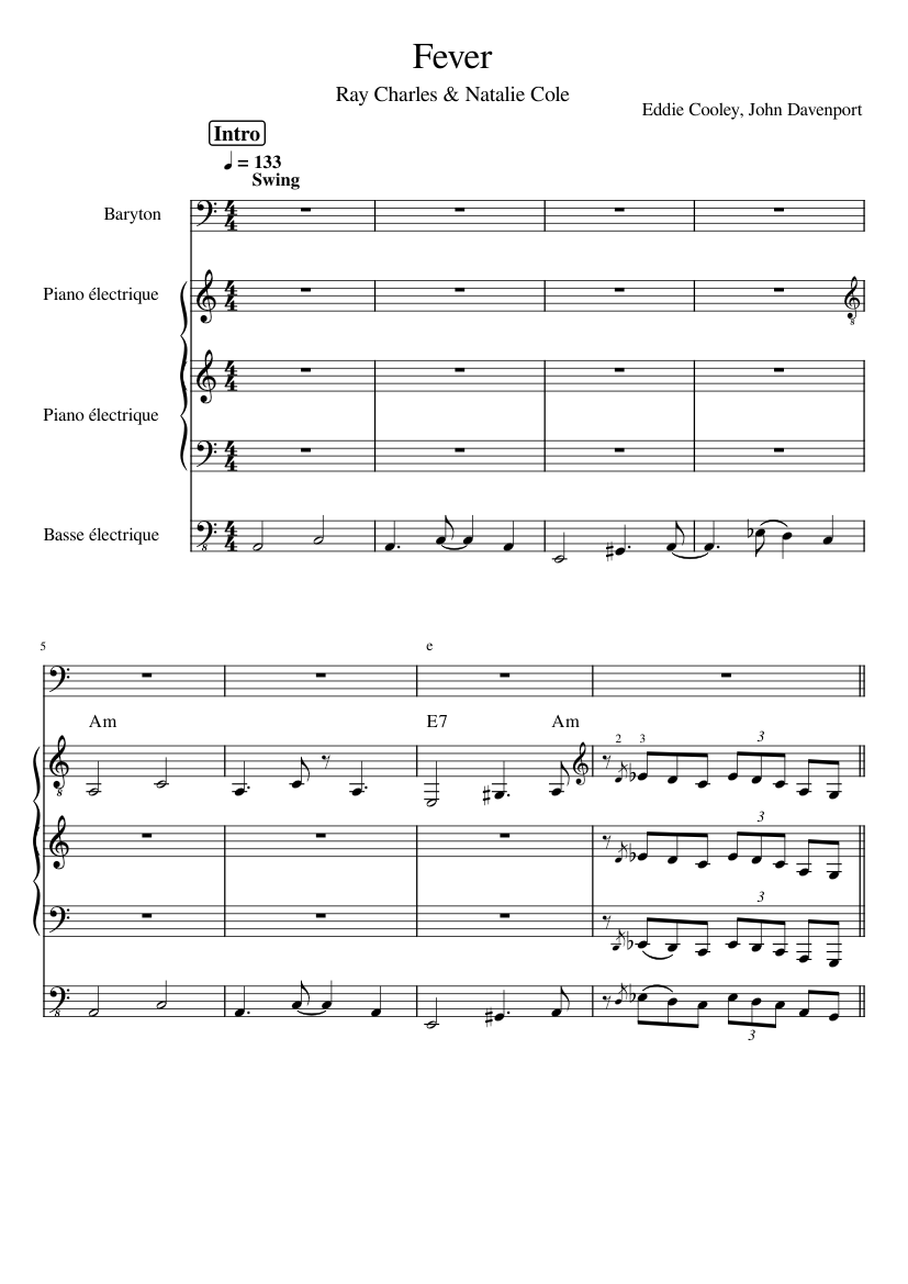 Fever - Ray Charles & Natalie Cole (Electric Piano) Sheet Music for ...