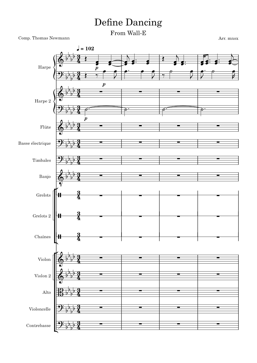Define Dancing – Thomas Newman [WIP] Sheet Music for Flute, Contrabass ...