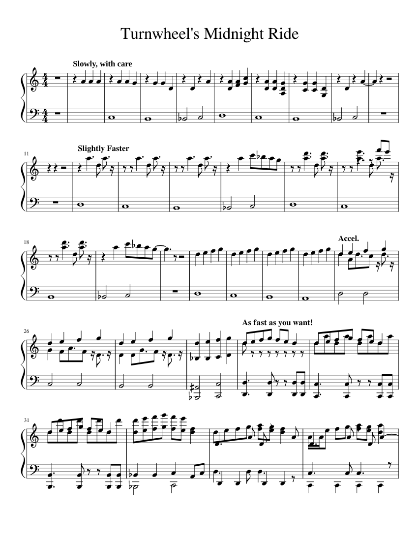 Turnwheel's Midnight Ride Sheet music for Piano (Solo) | Musescore.com