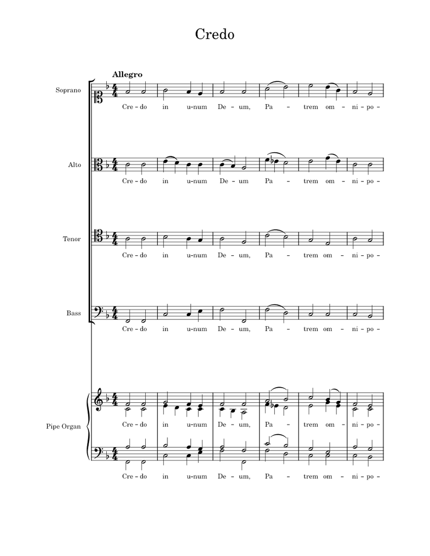Credo Sheet music for Soprano, Alto, Tenor, Bass voice & more ...
