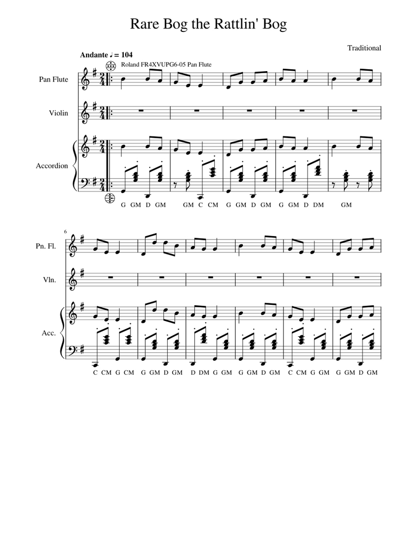 Rare Bog the Rattlin Bog Sheet music for Accordion, Violin, Flute other ...