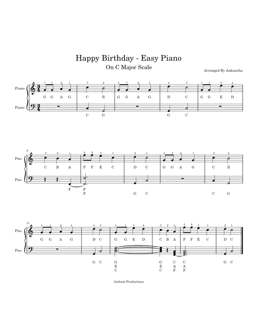 Happy Birthday Easy Piano Sheet music for Piano (Piano Duo) | Musescore.com