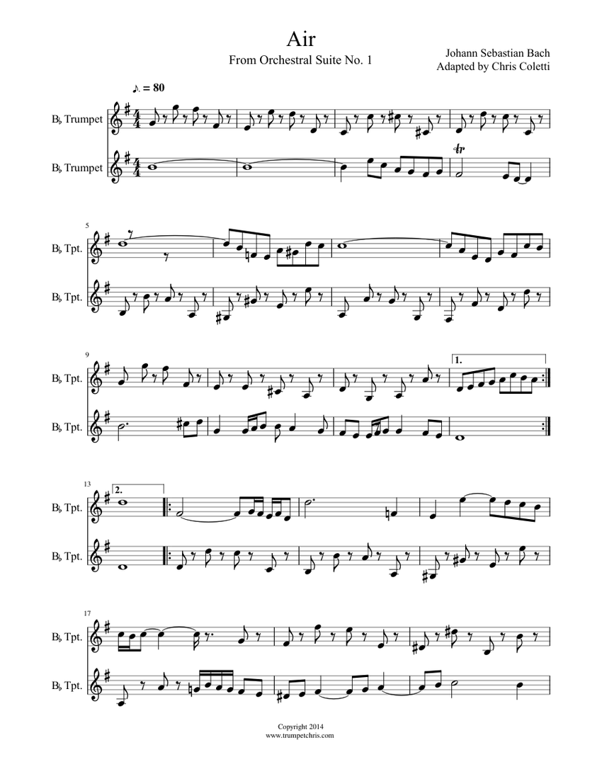Copy of air Sheet music for Cornet (Brass Duet) | Download and print in ...