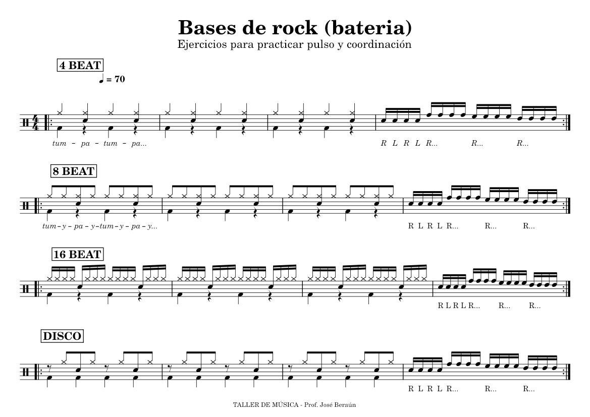 Bases de rock EJERCICIOS BATERIA Sheet Music for Drum group (Solo ...