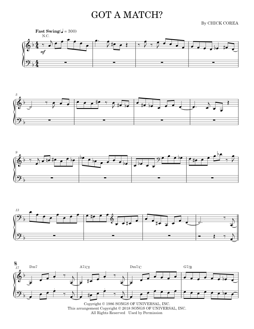 Got a Match? Sheet music for Piano: Music Notes