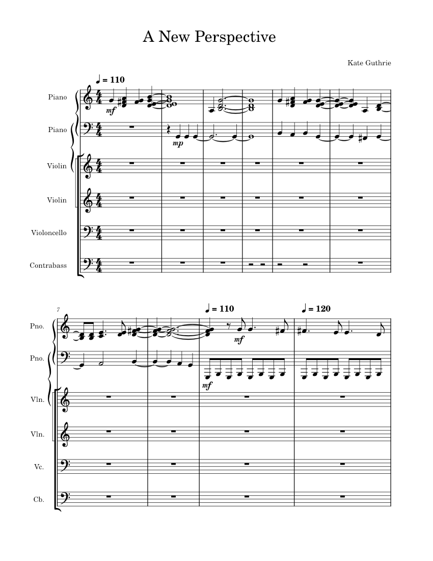 New Perspective Sheet music for Piano, Contrabass, Violin, Cello (Mixed ...