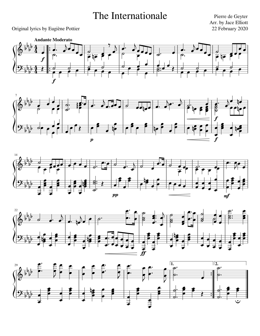 The Internationale for Solo Piano Sheet music for Piano (Solo ...