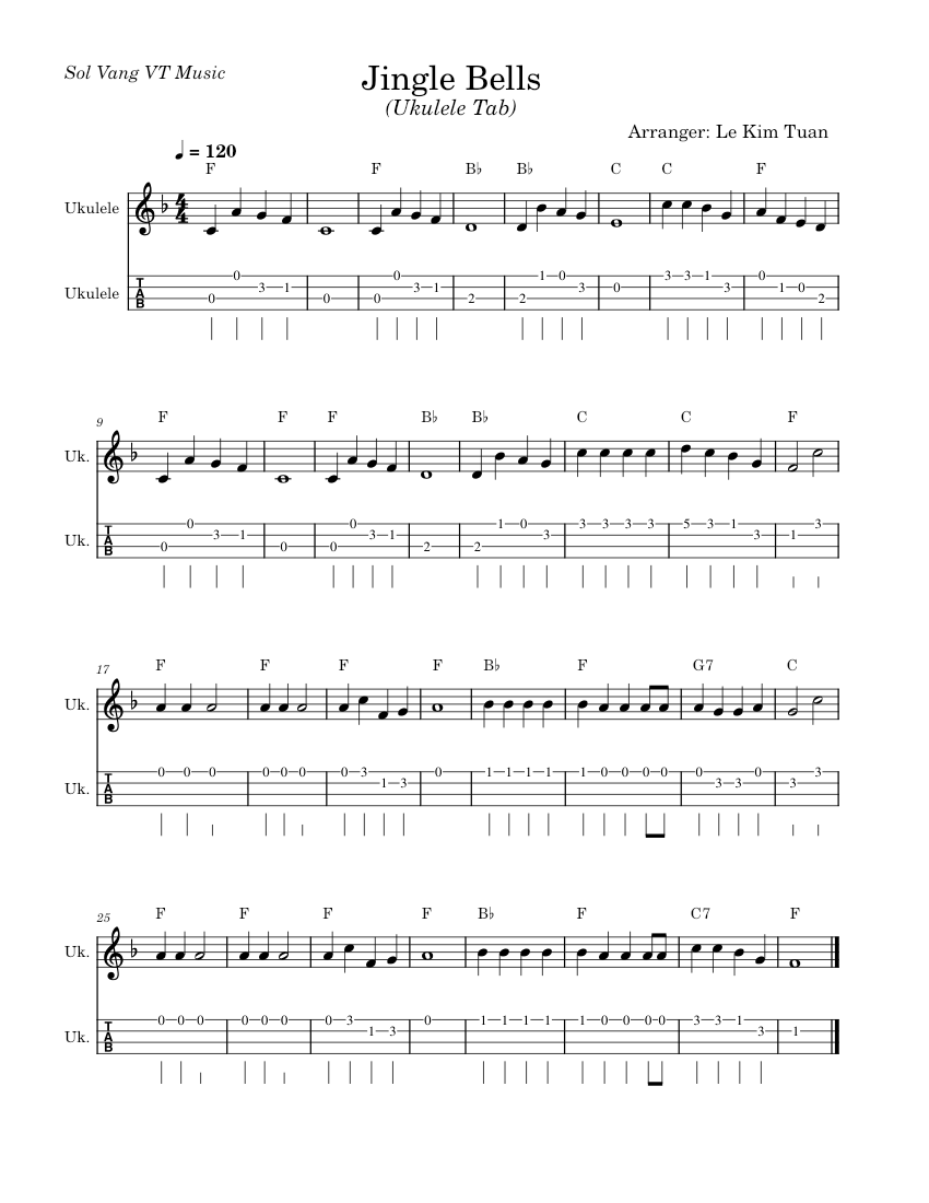 Jingle_Bells_(Ukulele_Tab) Sheet music for Ukulele (Mixed Duet ...