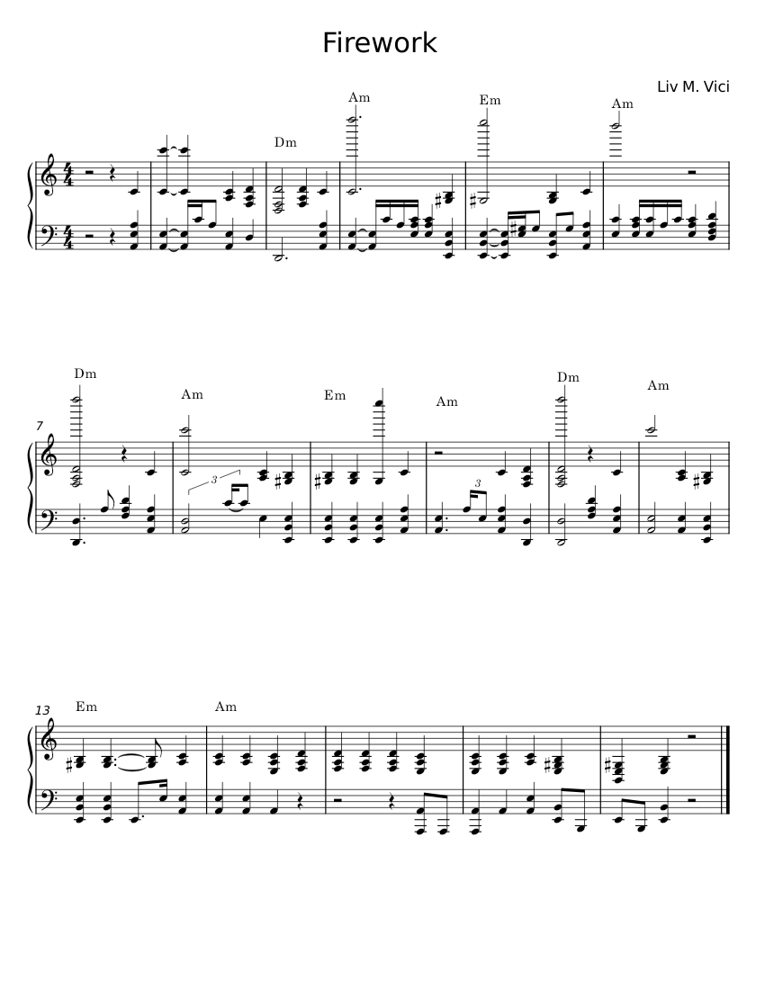 Firework - Liv M. Vici Sheet music for Piano (Solo) Easy | Musescore.com