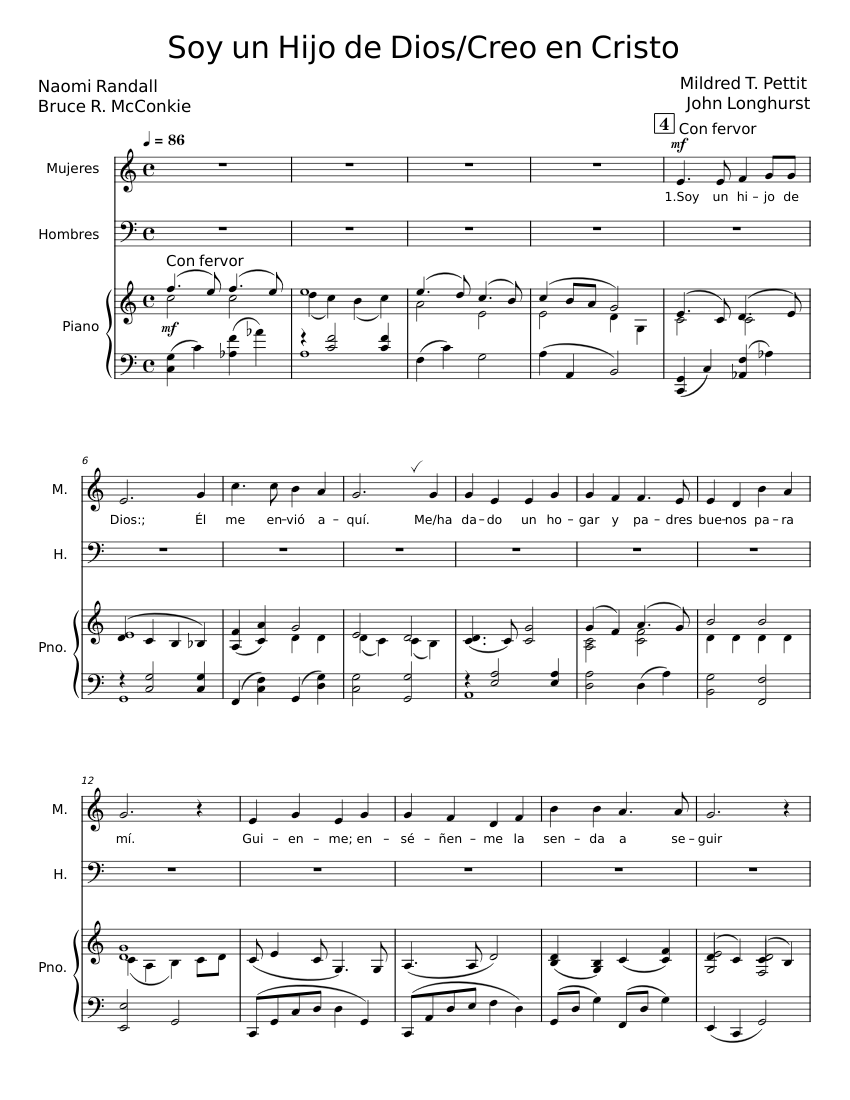 Soy un Hijo de Dios - Mildred T. Pettit Sheet music for Piano ...