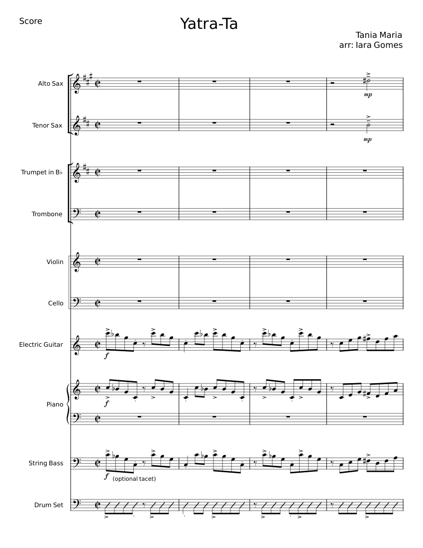 Yatra-Ta - Tânia Maria Sheet Music with Chords for Piano, Trombone, Saxophone alto, Saxophone ...