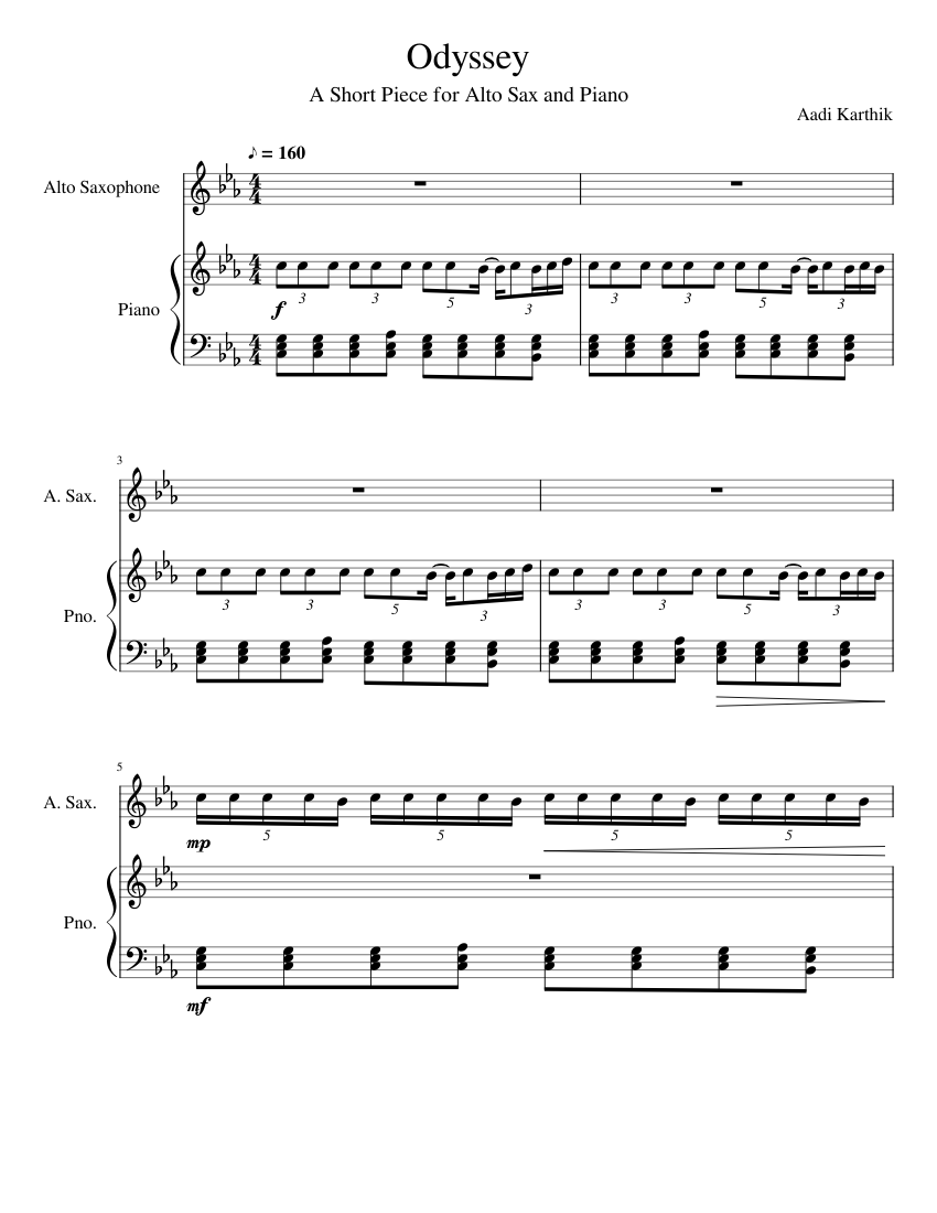 Odyssey Sheet music for Piano, Saxophone (Alto) (Solo) | Download and ...
