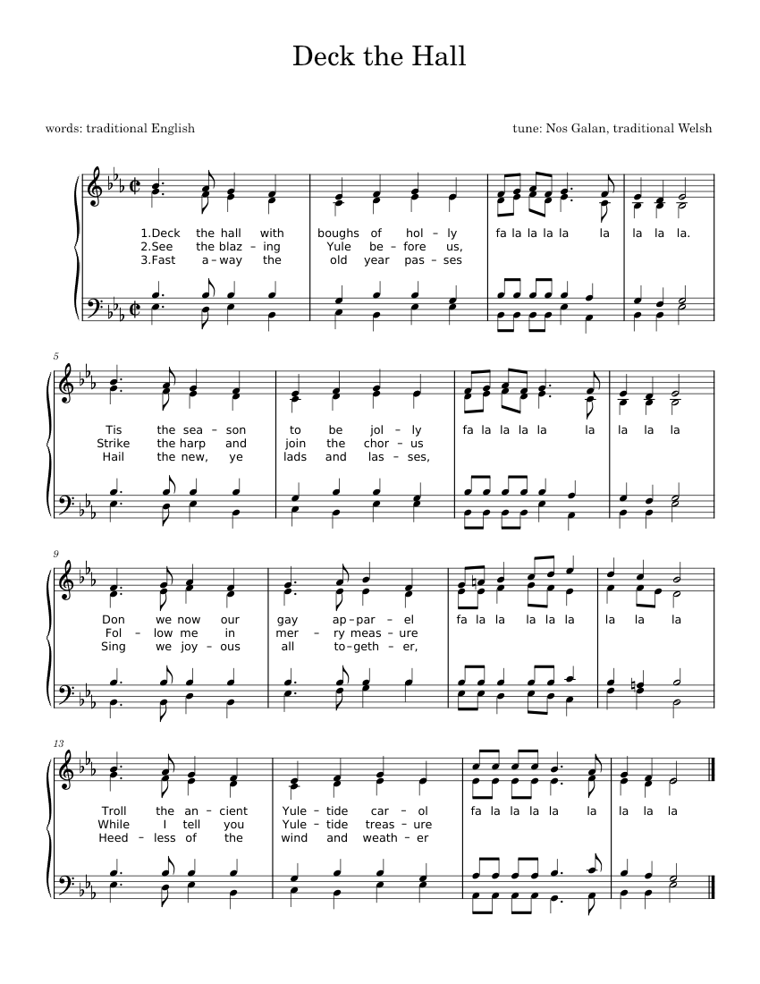 Deck the halls – Misc Christmas Sheet music for Piano (SATB) Easy ...