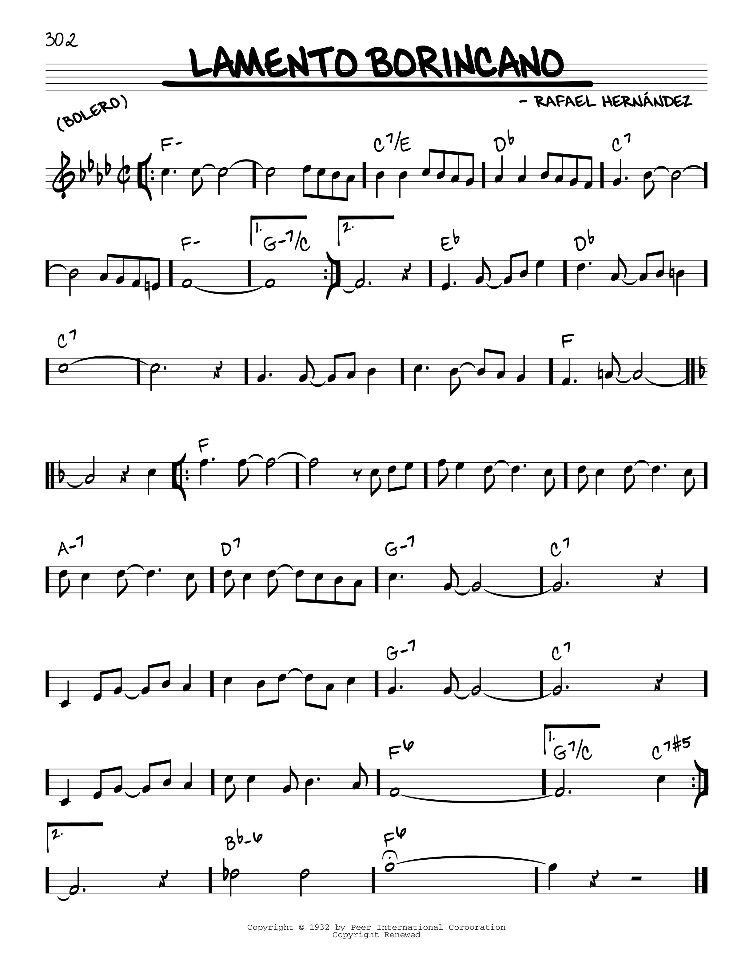 Play Official version of Lamento Borincano Sheet Music by Rafael ...