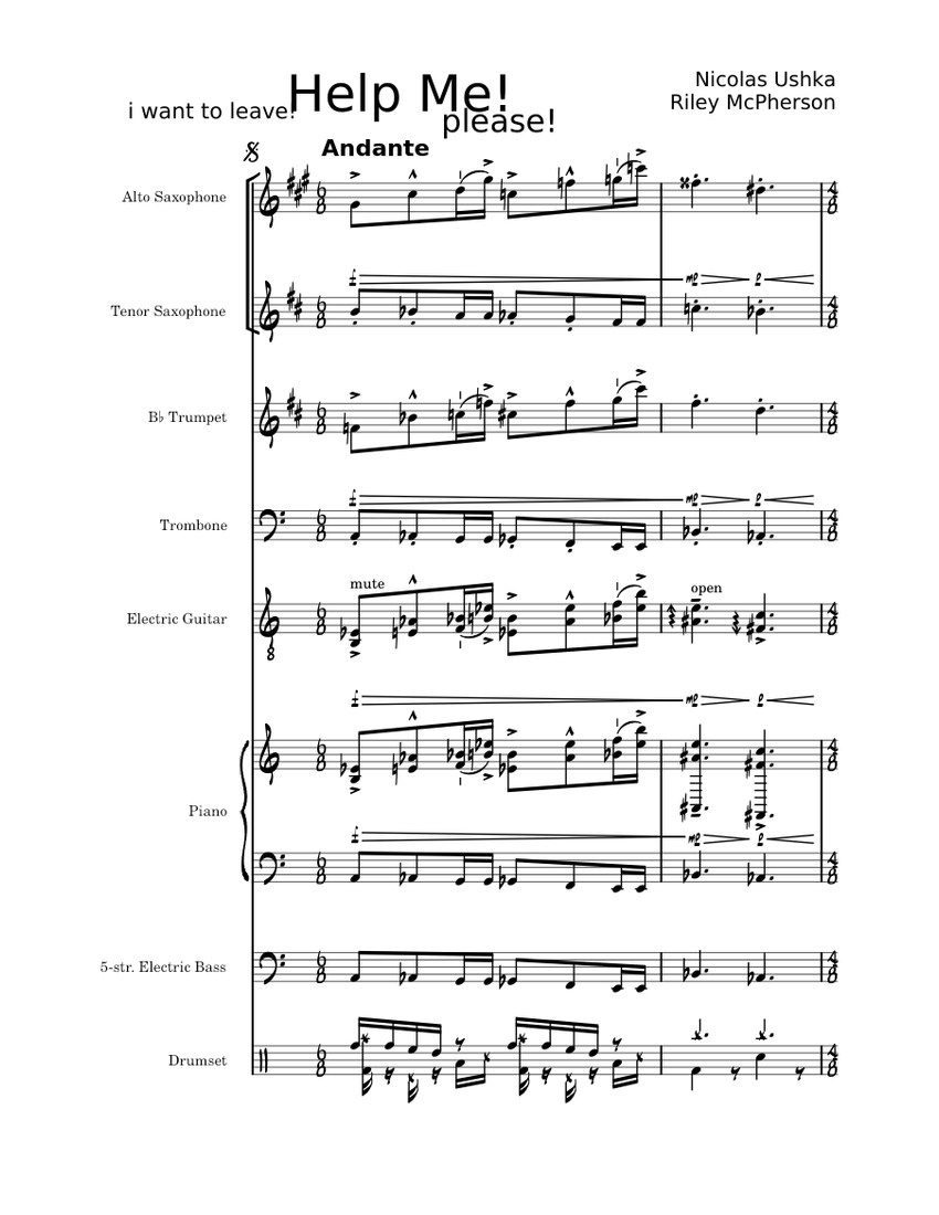 Help Me! Sheet music for Piano, Trombone, Saxophone alto, Saxophone ...