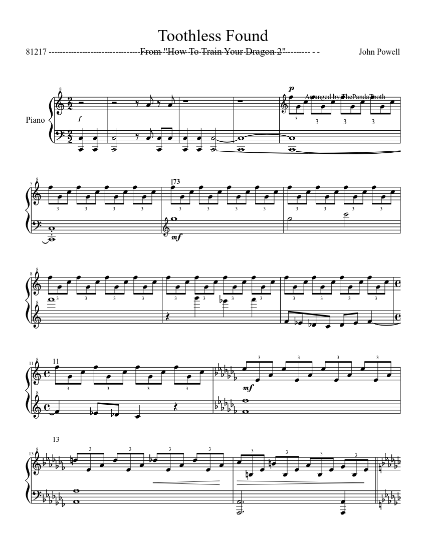 Toothless Found Sheet music for Piano (Solo) | Musescore.com