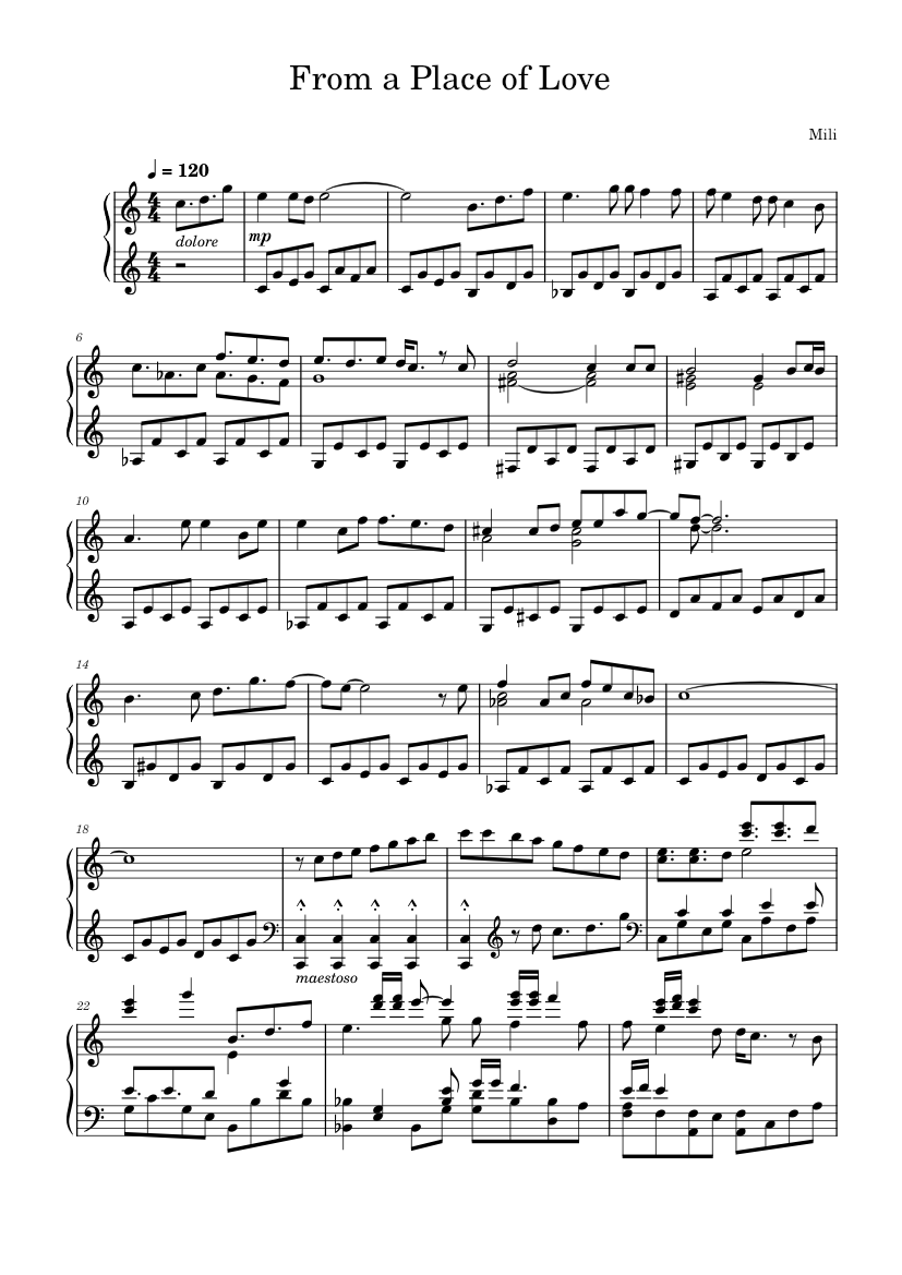 From a Place of Love – Mili From a Place of Love Sheet music for Piano ...