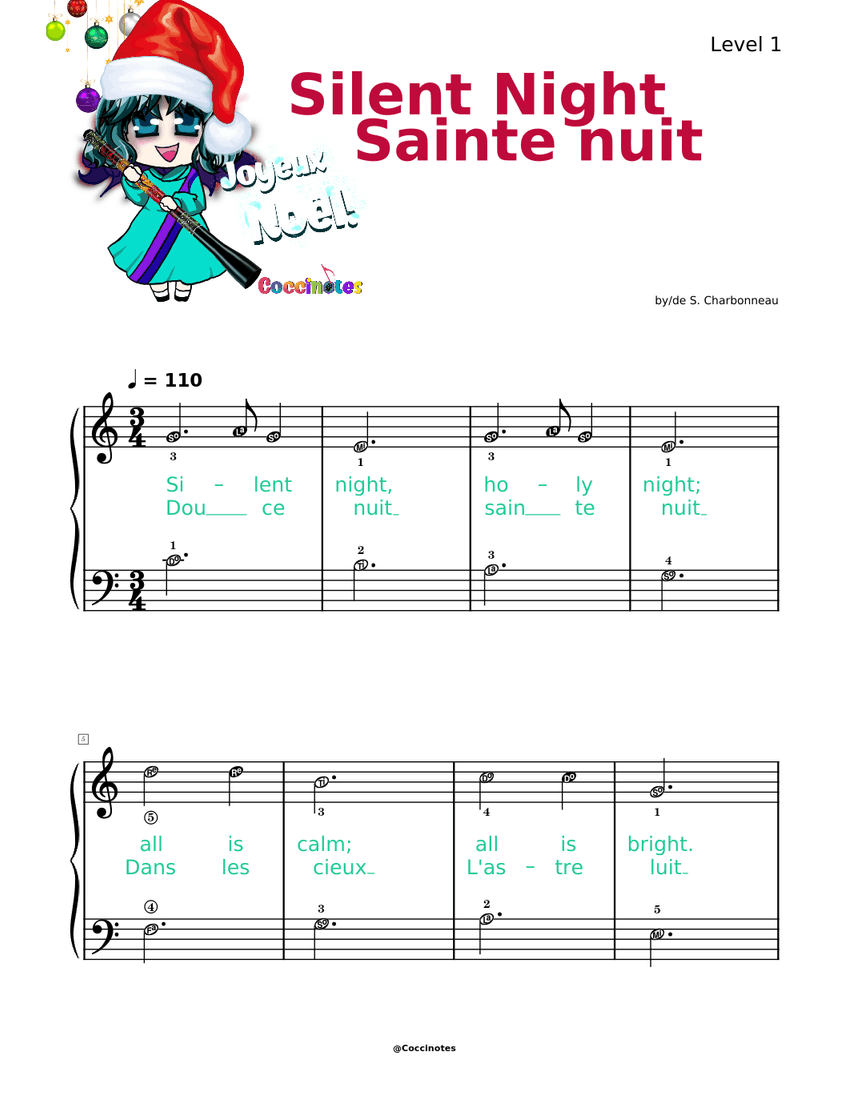 Silent night / Sainte nuit - Level 1 Sheet music for Piano (Solo) Easy ...