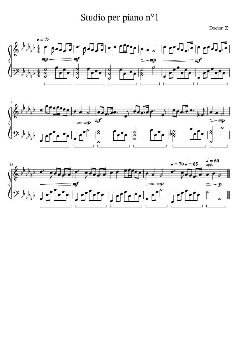 Studio Piano n°1 Sheet music for Piano (Solo) Easy | Musescore.com