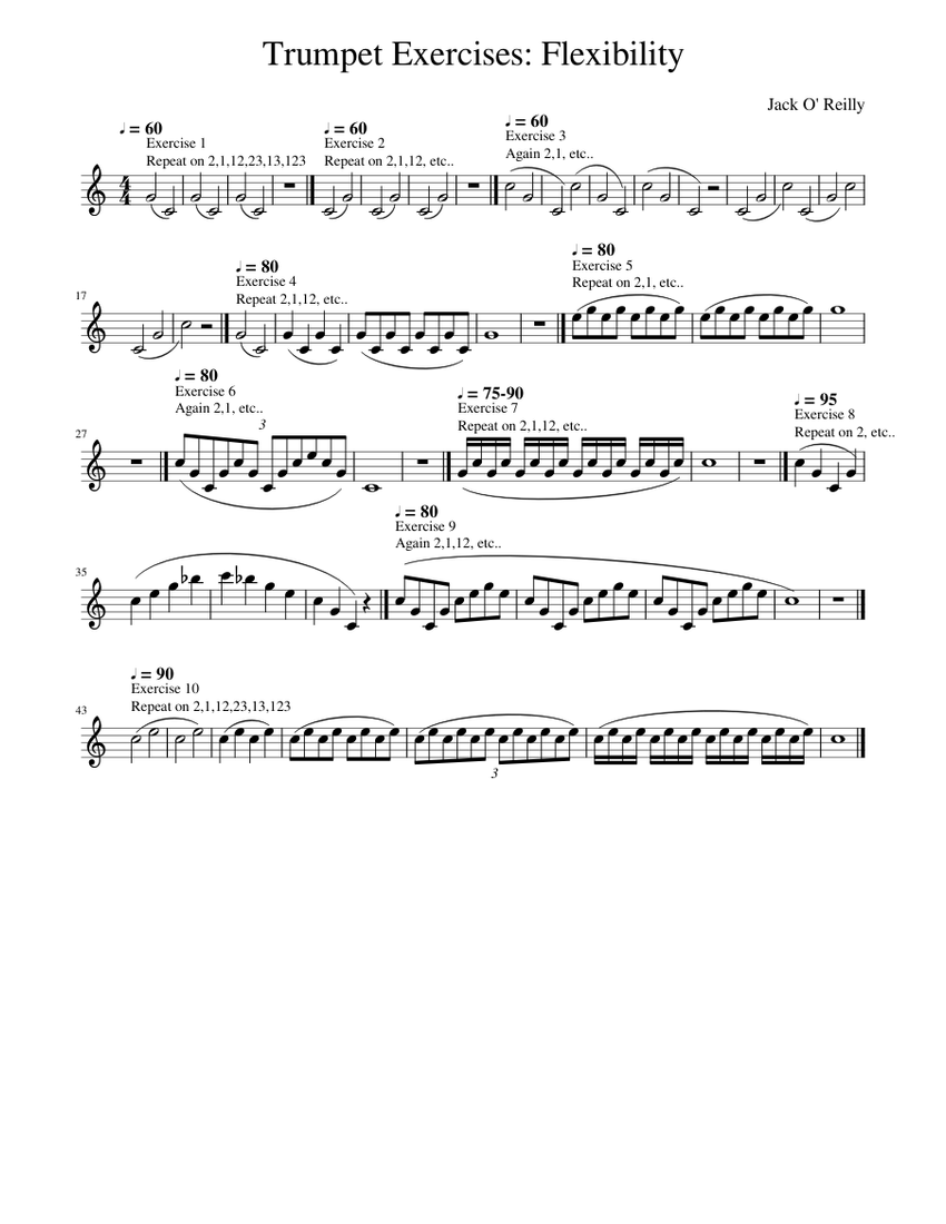 Trumpet_Exercises__Flexibility Sheet music for Trumpet in b-flat (Solo ...