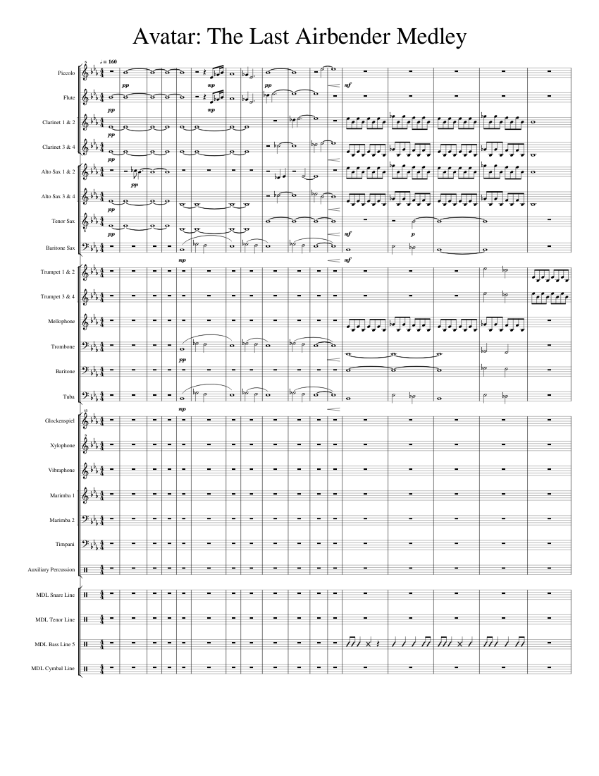 Avatar: The Last Airbender Medley Sheet music for Trombone, Tuba, Flute ...
