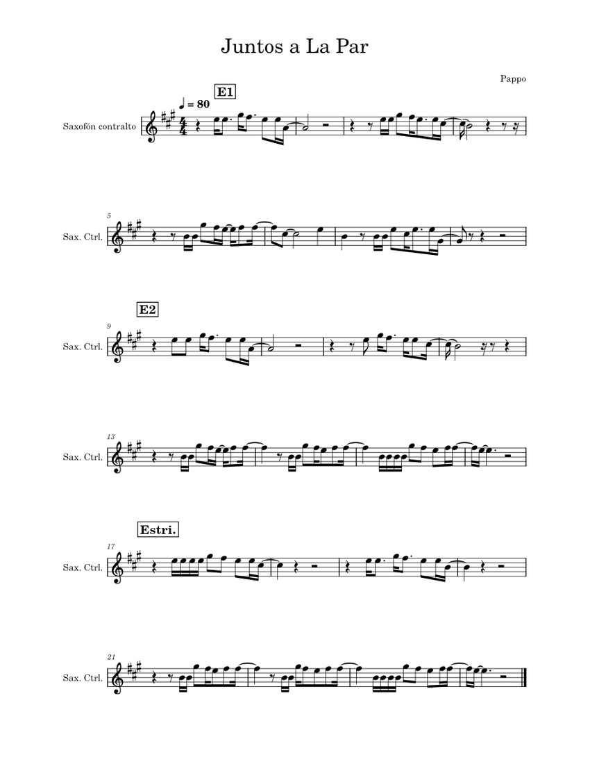 Juntos_a_La_Par Sheet music for Saxophone alto (Solo) | Musescore.com