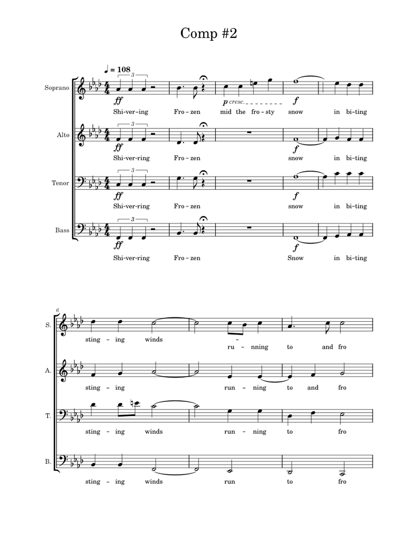 Comp #2 Sheet music for Soprano, Alto, Tenor, Bass voice (SATB ...