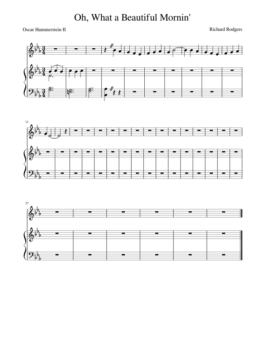 Oh, What a Beautiful Mornin' Sheet music for Piano, Vocals (Piano-Voice ...