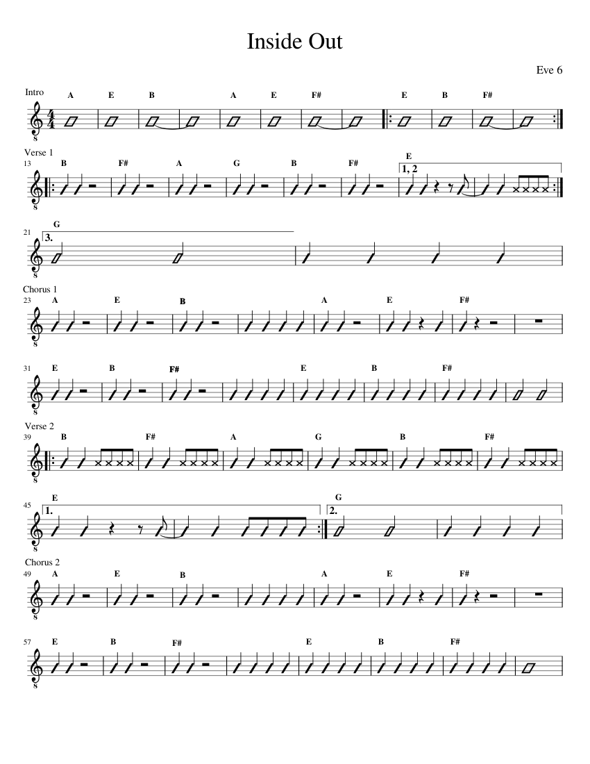 Inside Out - Guitar Sheet music for Guitar (Solo) | Musescore.com