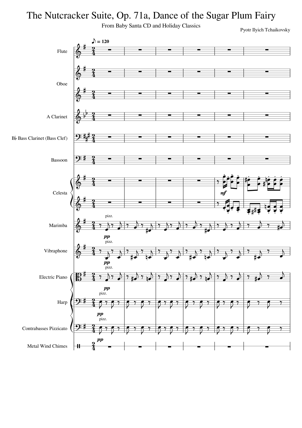 The Nutcracker Suite, Op. 71a, Dance of the Sugar Plum Fairy Sheet Music for Piano, Celesta ...