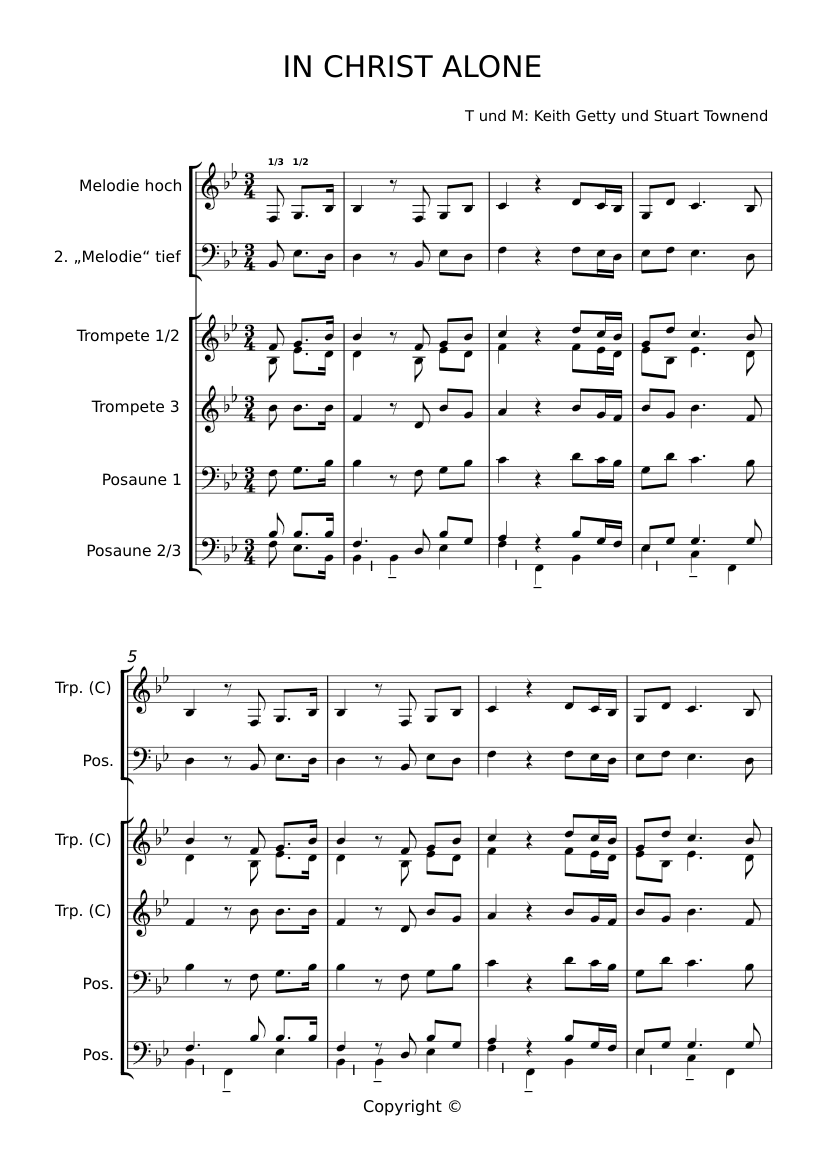 In christ alone – Keith and Kristyn Getty Sheet music for Trombone tenor, Trumpet other (Brass ...