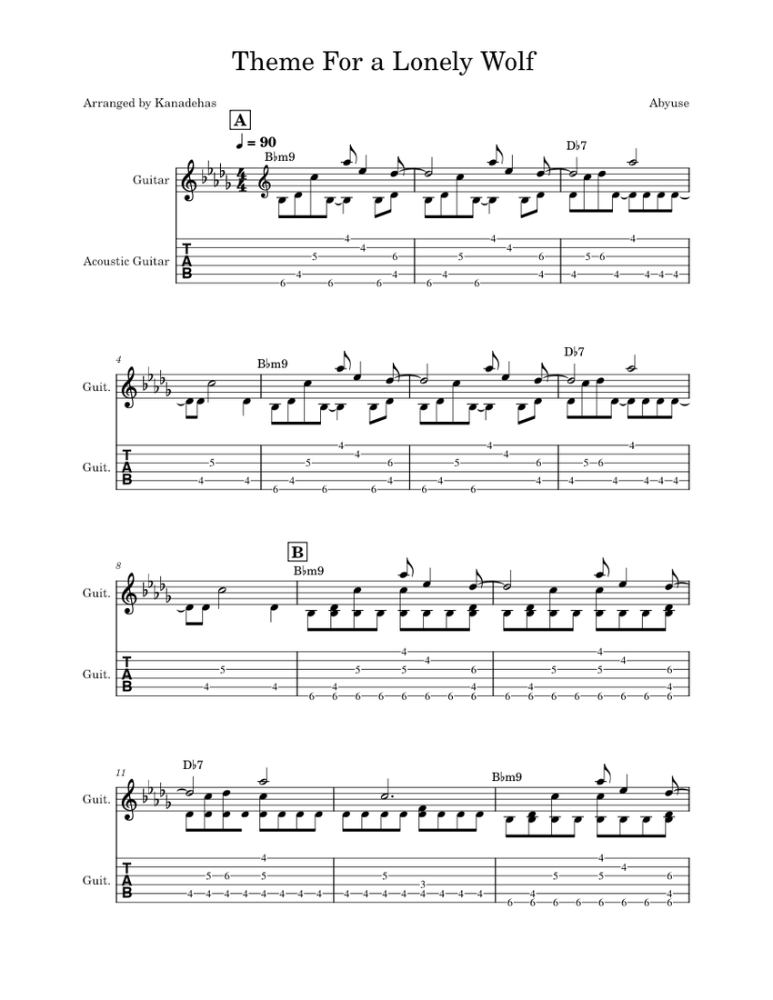 Theme For a Lonely Wolf - Abyuse (from Echo Visual Novel) Sheet music ...