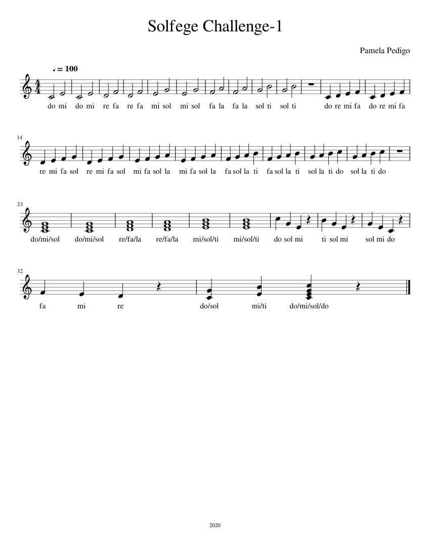 Solfege_Challenge-1 Sheet music for Piano (Solo) Easy | Musescore.com