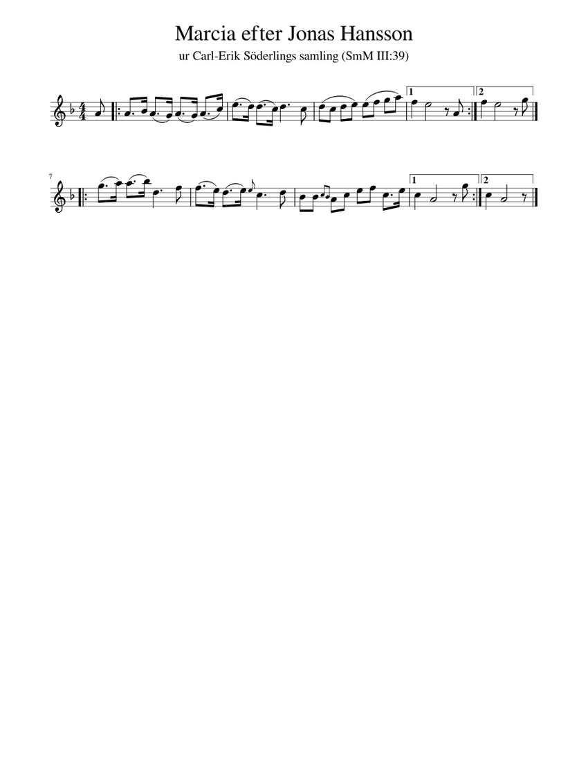 Marcia efter Jonas Hansson Sheet music for Piano (Solo) Easy ...